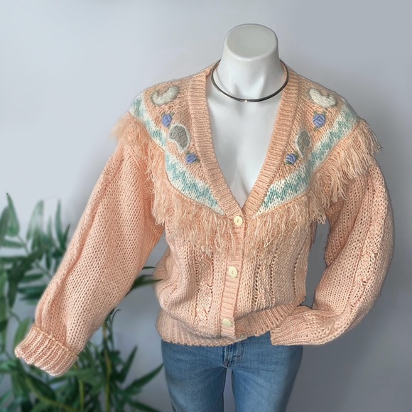 Vintage | Sweaters | V I N T A G E Whimsical Embroidered Cable Knit ...